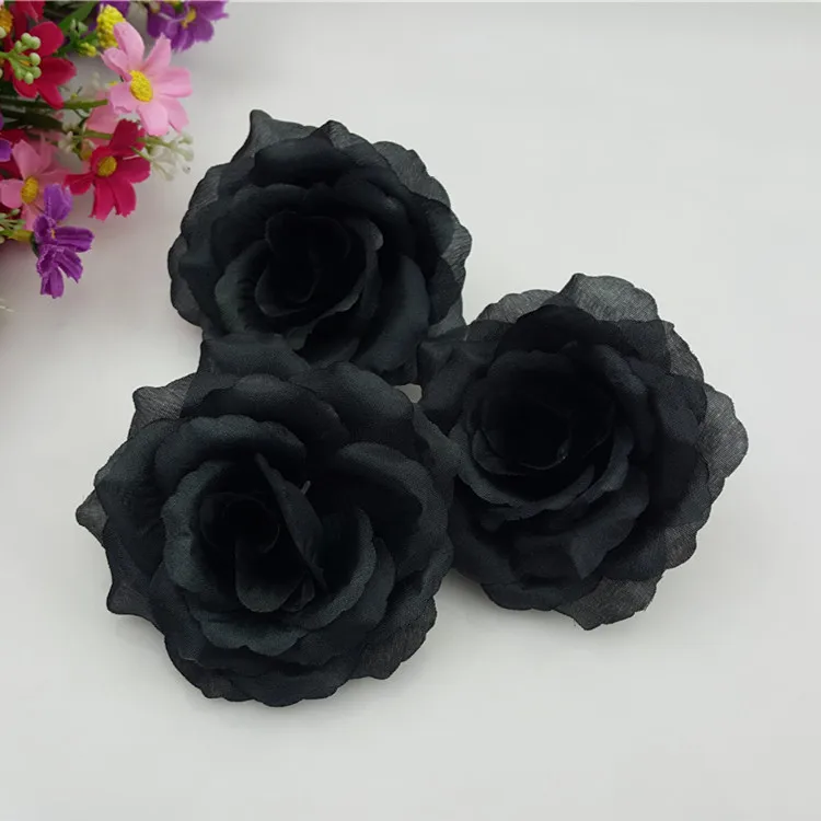 New-100PCS-Lot-20Colors-10CM-Black-Artificial-Rose-Silk-Flower-Heads ...