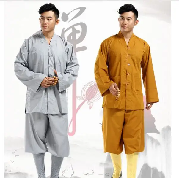 2 Colors Shaolin Temple Costume Zen Buddhist Robe Lay Monk
