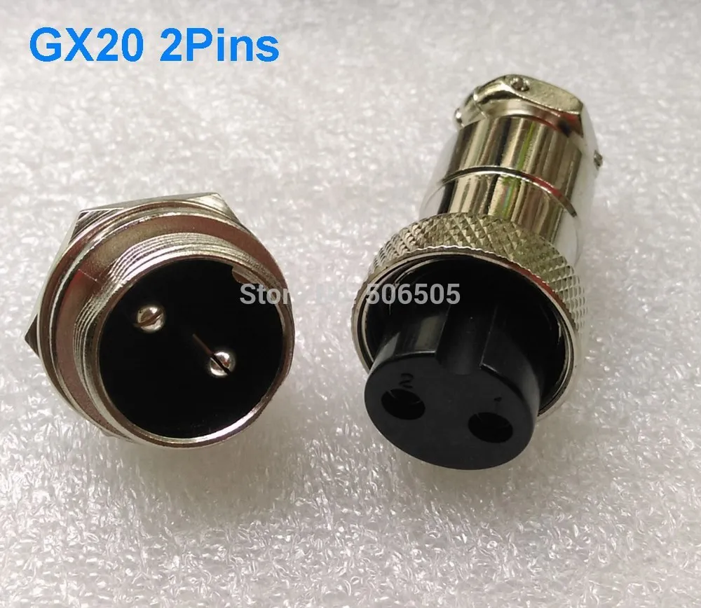 Free Shipping 20mm Gx20 2 Pins Aviation Plug Aviation Socket Cable Joint 2set/lot - Connectors ...