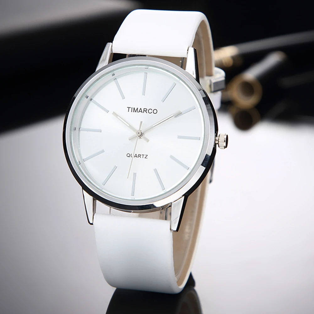 Fashion Women Watches Minimalist Casual White Leather Ladies Wrist ...