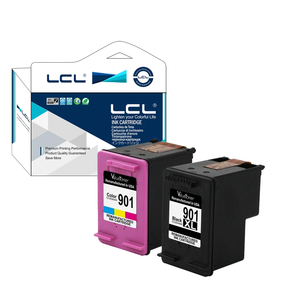 HP Officejet 4500/J4500/J4524/J4535/J4540 용 LCL 901XL CC654AN CC656AN ...