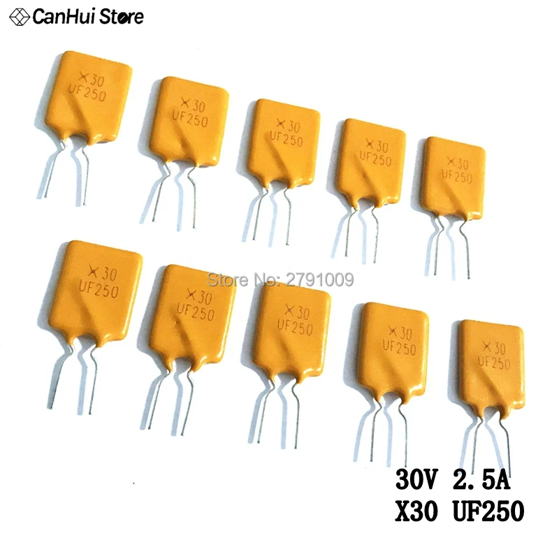 50PCS PPCT DIP 30V Volt 2.5A 2500MA X30 UF250 Self Recovery Fuse ...