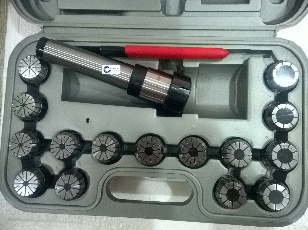 15PCS ER32 collet set with MT4 ER32 Morse taper 4# collet holder M16 ...
