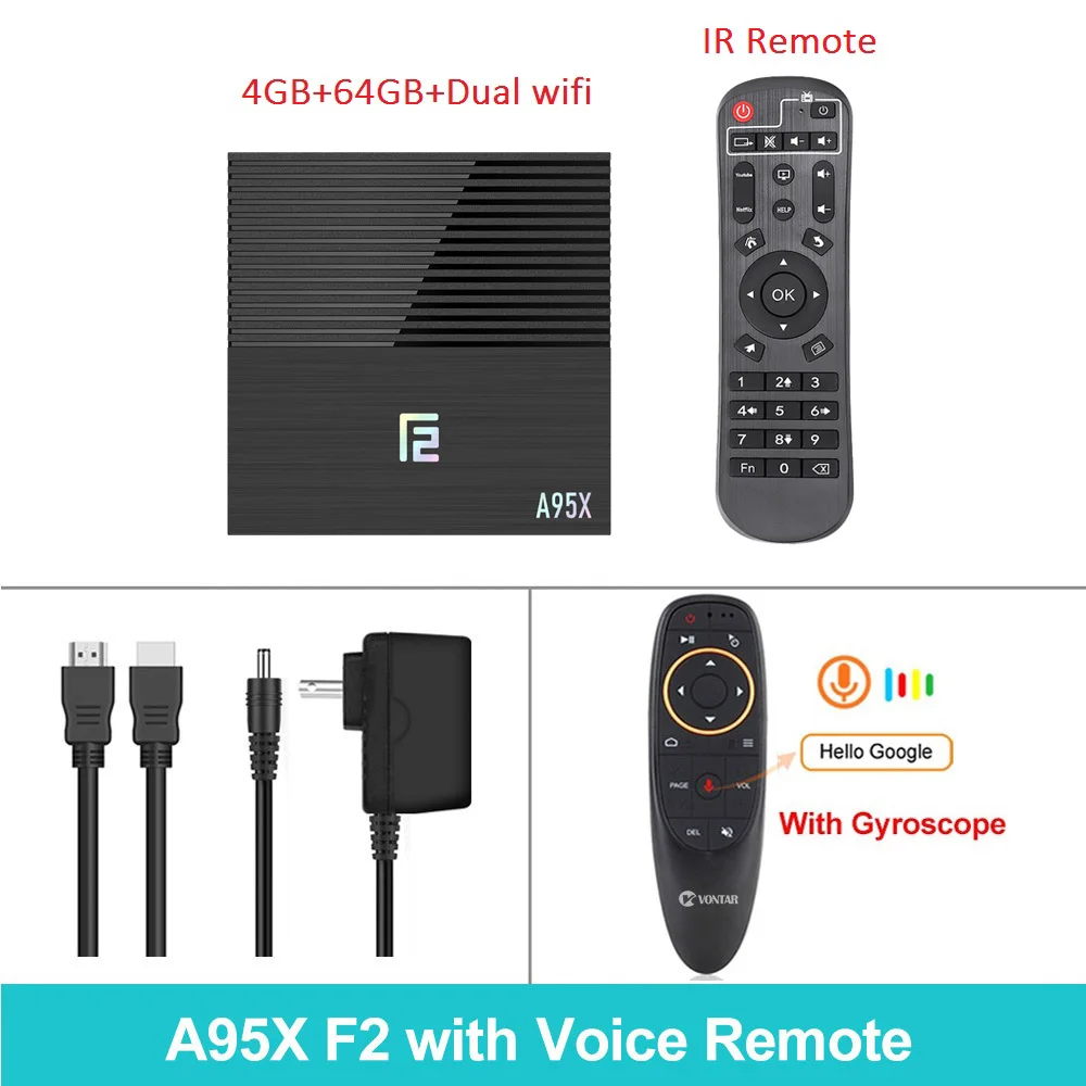Android 9,0 Smart tv Box A95X F2 4 Гб 64 Гб Amlogic S905X2 поддержка 4K ...