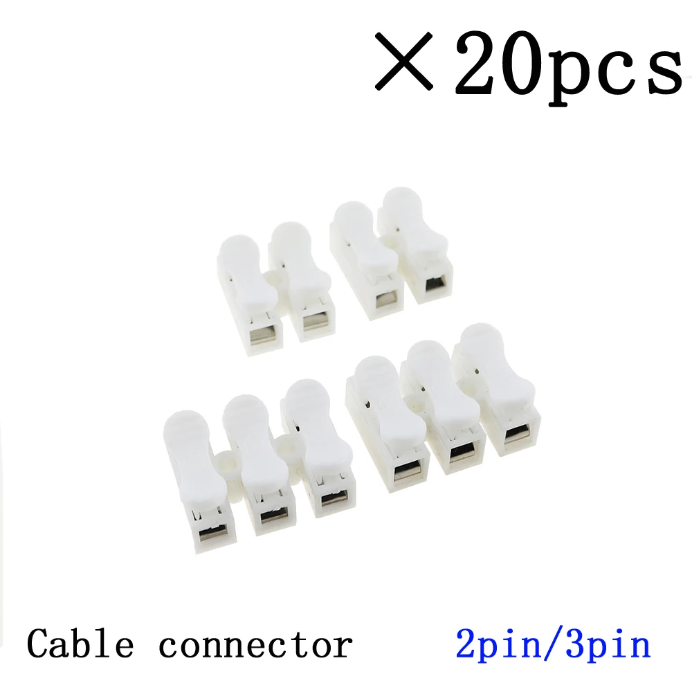 2pin 3pin Spring Cable Clip Self Lock Press Push Quick White 2p 3p Wire ...