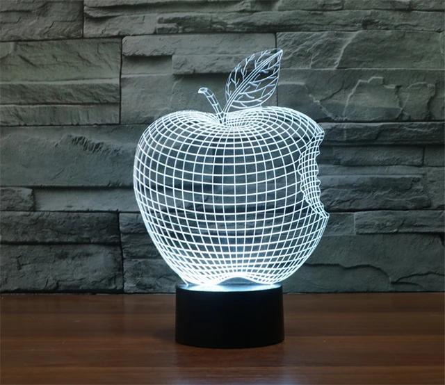 Modern Home Decor 3D APPLE NIGHT LAMP Color Changing Fruit light ...