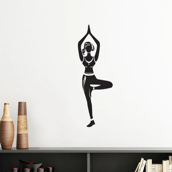 Yoga Girl Body Stretching Keep Healthy Sports Removable Wall Sticker ...