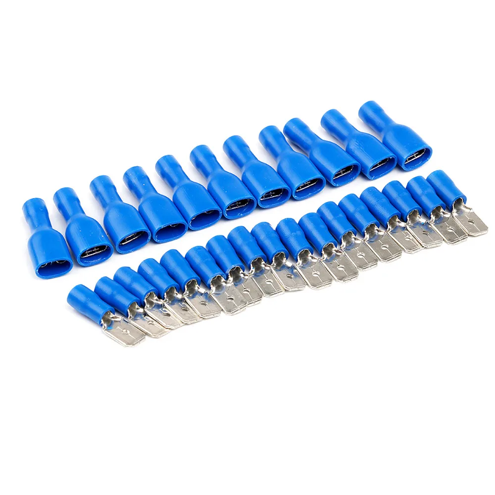 100PCS Blue Insulated Electrical Connectors Spade Male Female Crimp 100pcs-blue-insulated-electrical-connectors-spade-male-female-crimp