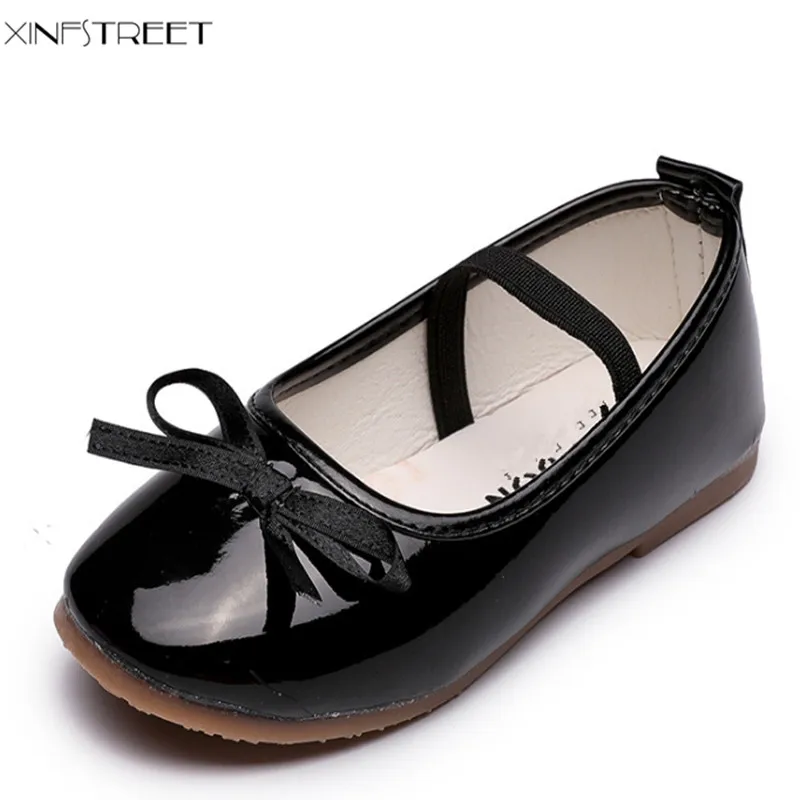 Xinfstreet Kids Shoes For Girls Black Red Size 21 36 Soft Bowtie Baby ...