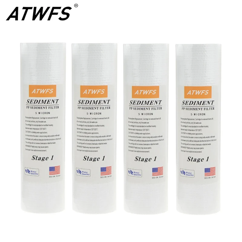 ATWFS Water Purifier Filter 5 Micron 4 x 10" ppf Filter Sediment Water Filter Cartridge (4 pcs ...
