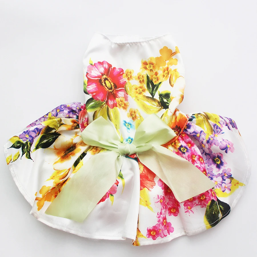 Dog Pet Floral&bow Dress Tutu | Cat Puppy Skirt Dresses | Apparel - Dog ...