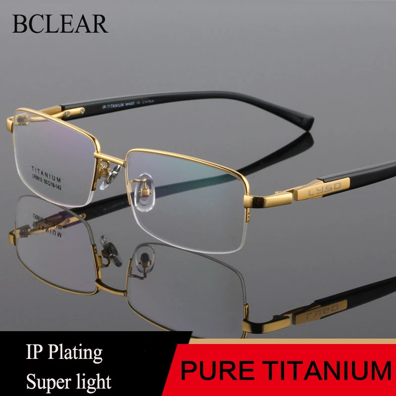 Bclear Men High Quality Pure Titanium Eye Glasses Frames Acetate Temple ...