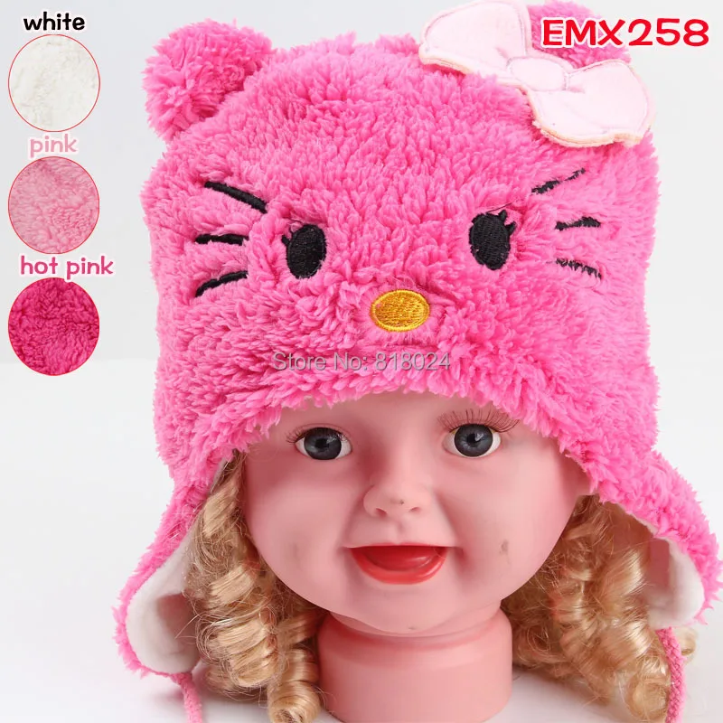 Free Shipping! Retail baby girls hat Cat cap Cartoon knitted cap ...