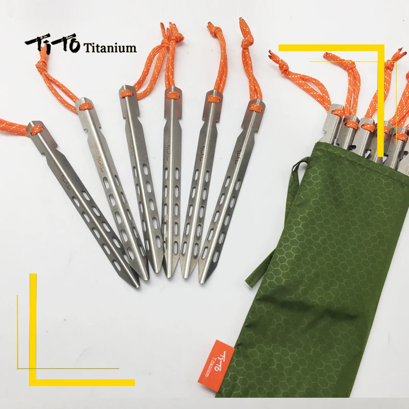 TiTo 6pcs Titanium Tent Peg - Rhino Camping