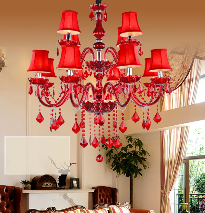 12-18-pcs-red-wedding-chandelier-lighting-red-lampshade-prndant ...