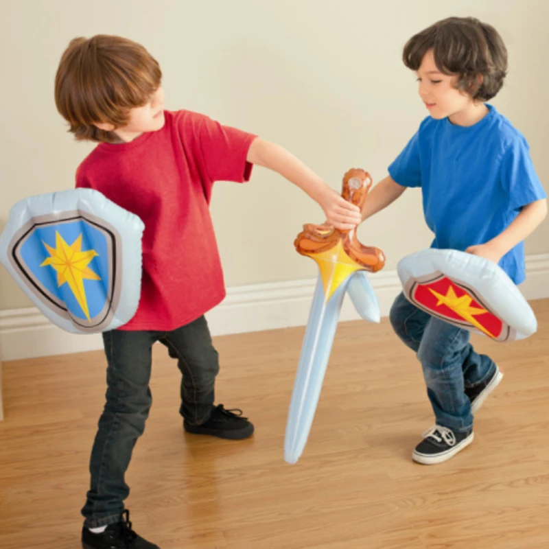 2 PCS/Set Inflatable Toy Sword Shield Set Children Outdoor Fun Toys Kid ...