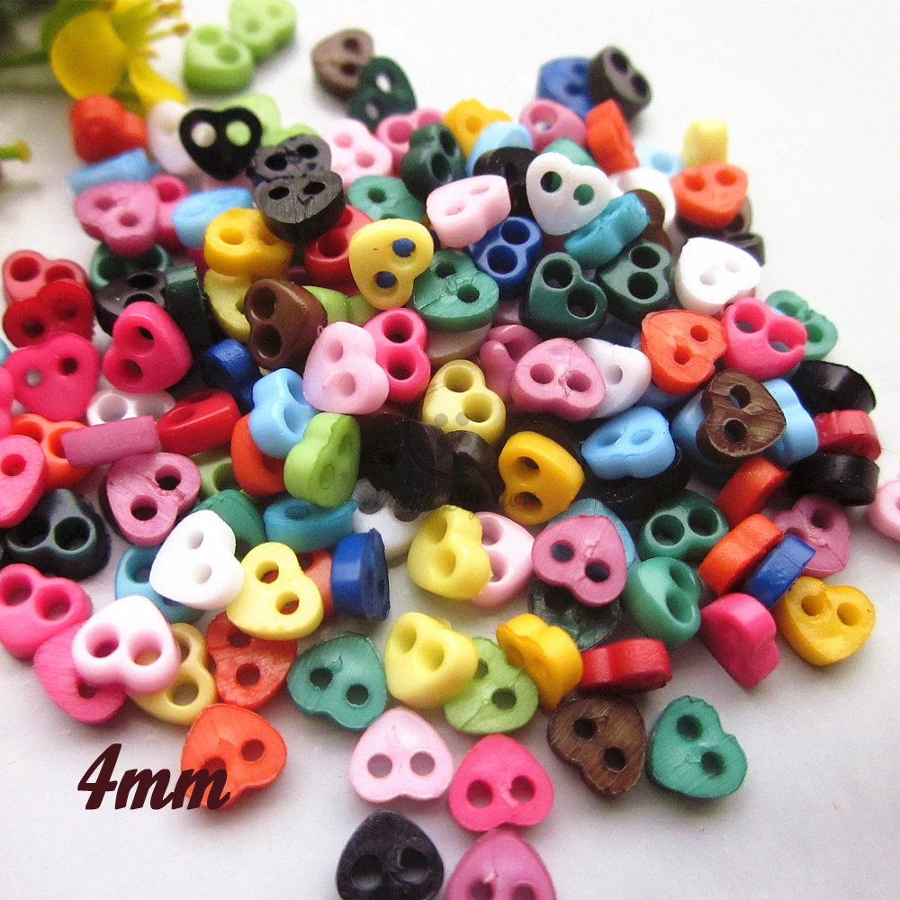New-Tiny-Buttons-250pcs-4mm-Heart-Mini-Button-for-Dolls-Clothes-Mixed-1 ...
