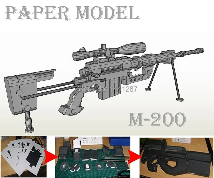 3D Paper Model M200 Sniper Rifle Handmade DIY Paper Gun toy 1:1 ...