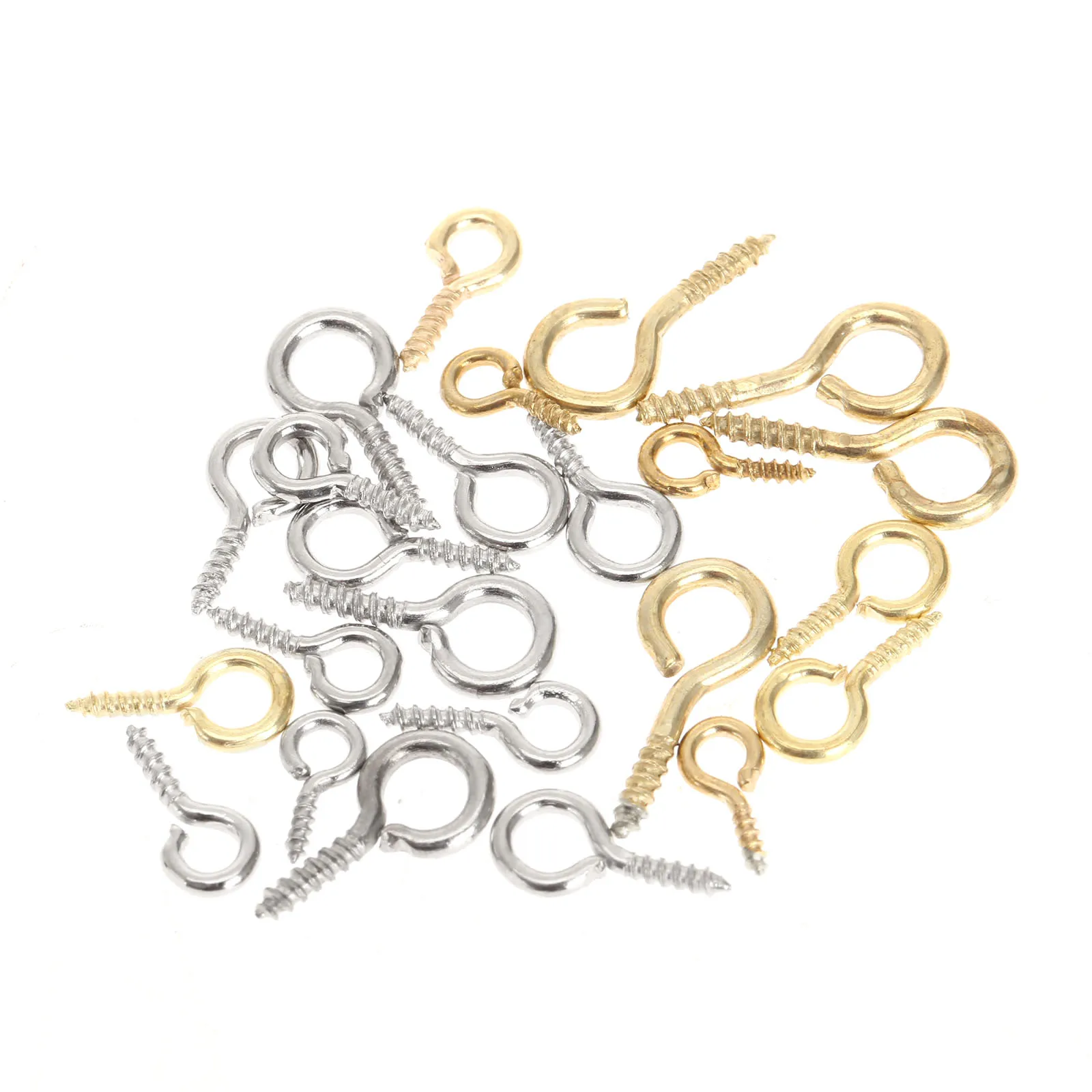 200pcs Gold/Silver Metal Small Mini Eye Pins Eyepins Hook Eyelets Screw ...
