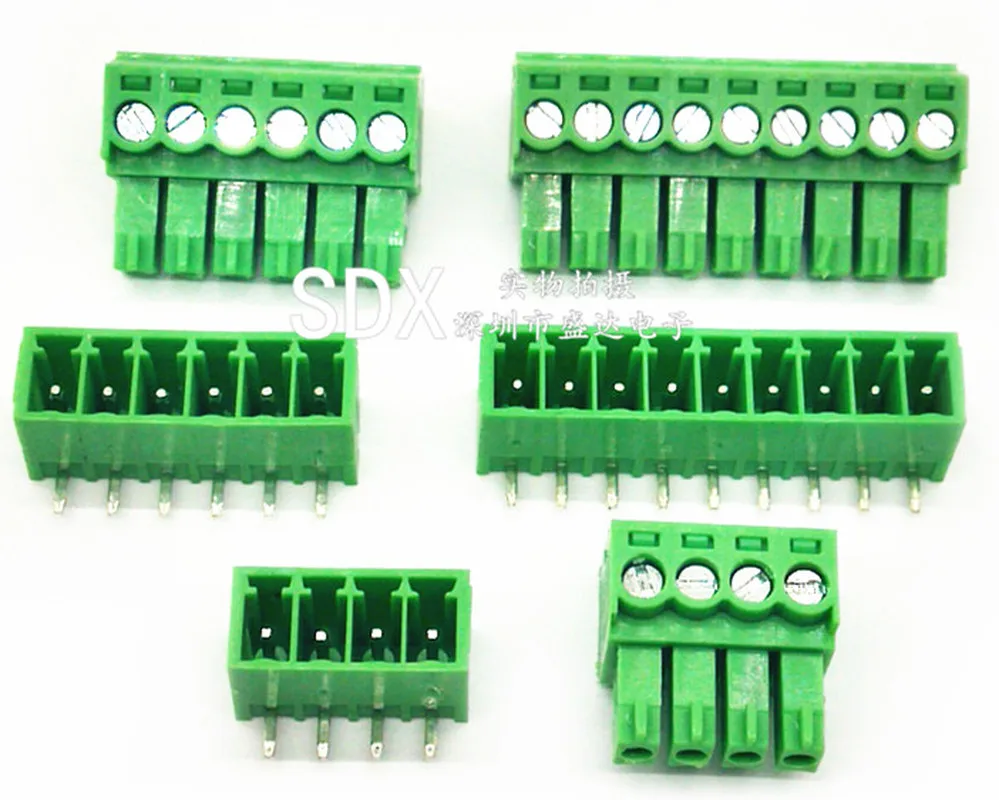 10 sets 3.5MM Terminal Block PCB Pluggable Connectors 2/3/4/5/6/7/8/9/10P Right Angle KF15EDG-3 ...