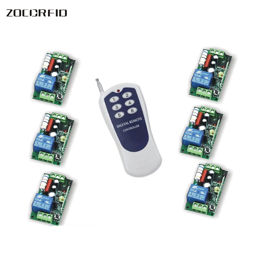 Wireless 6 Channels ON/OFF DC12V Remote Control Switch Digital Remote ...