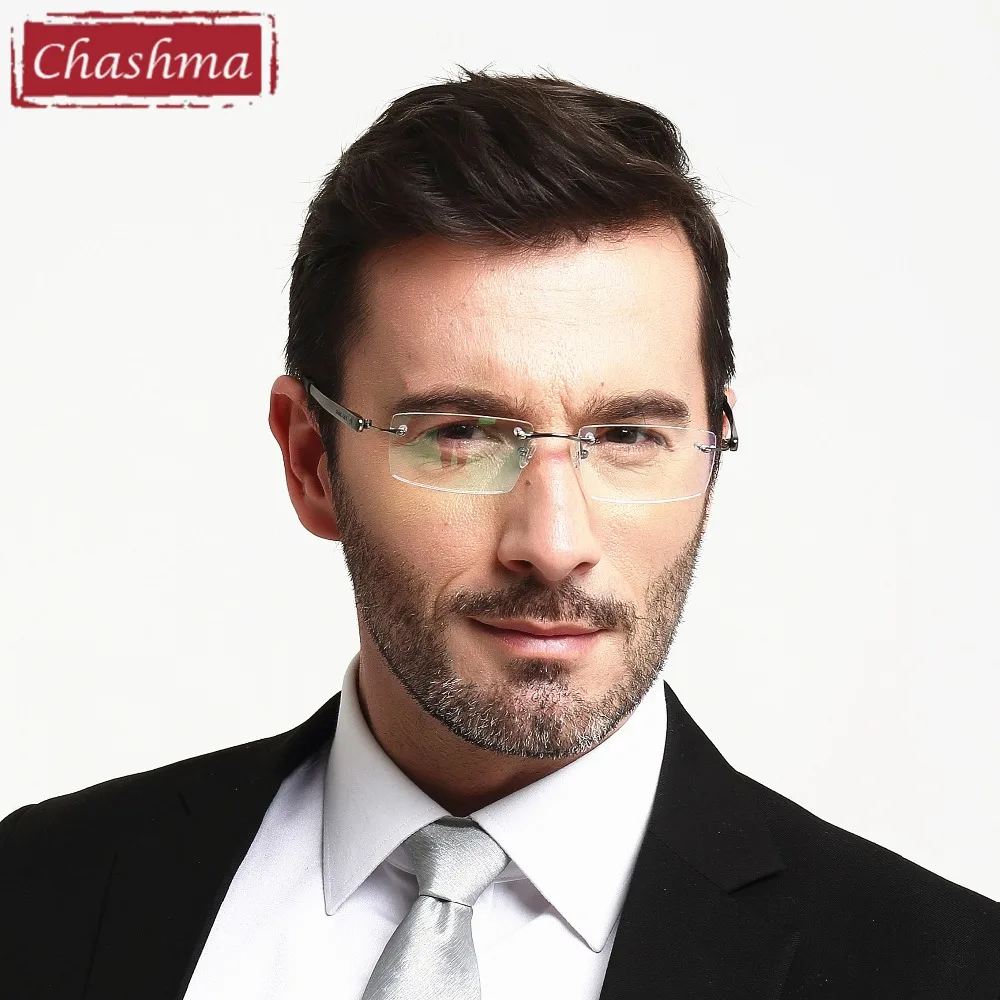 Chashma Prescription Eyeglasses Frameless Men Light Optical Glasses ...