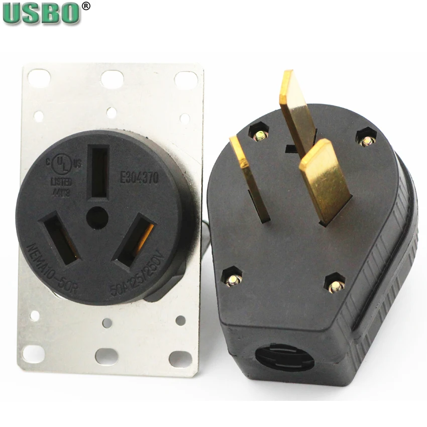Black-America-50A-Nema-L10-50P-L10-50R-US-Power-Electric-Wired ...