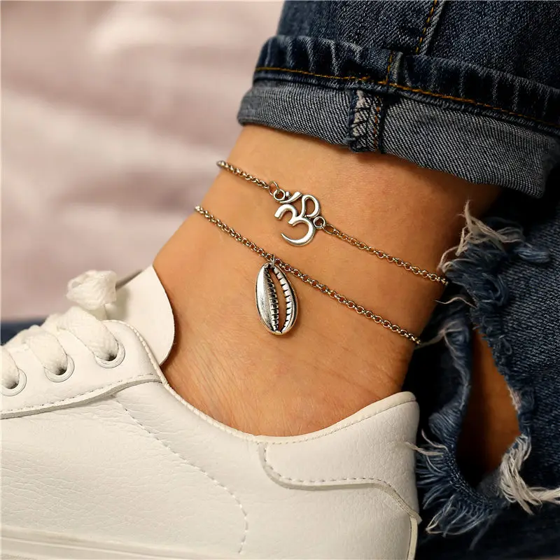Boho Star Leaf Multiple Layer Chain Silver Gold Color Anklets | Muduh ...