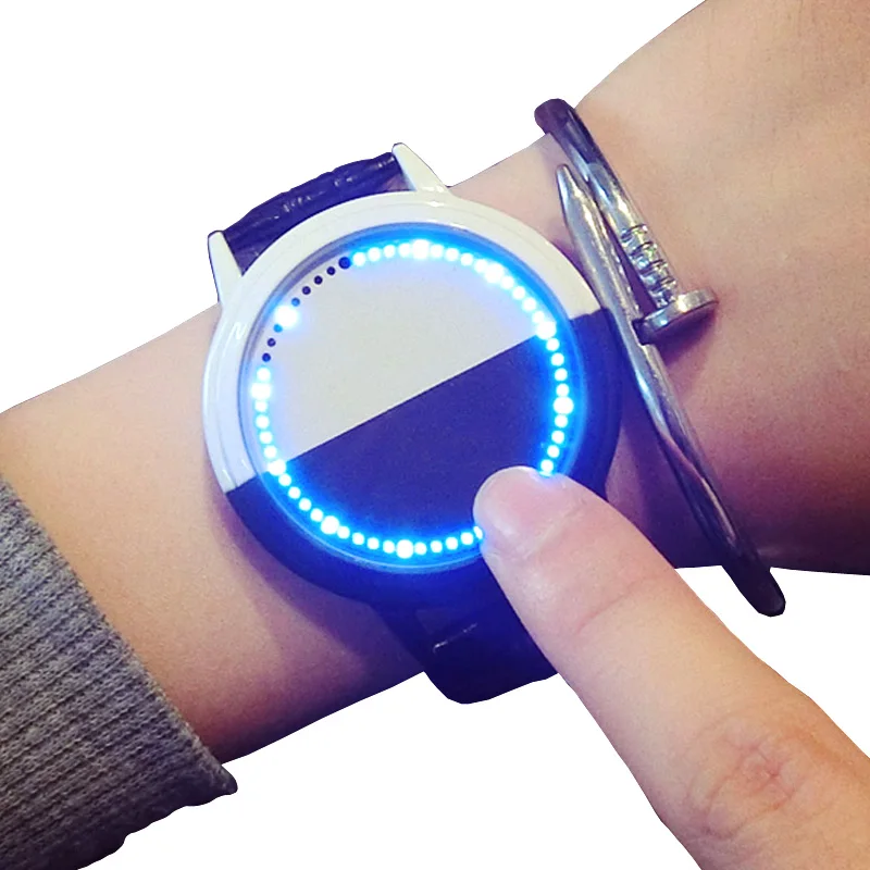 Touch Screen Minimalist Smart LED Watch Leather Normal Waterproof ...