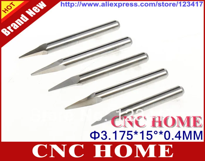 10pcs/lot 3.175mm Shank 15 Degree 0.4mm, Carbide Steel Three Face CNC ...