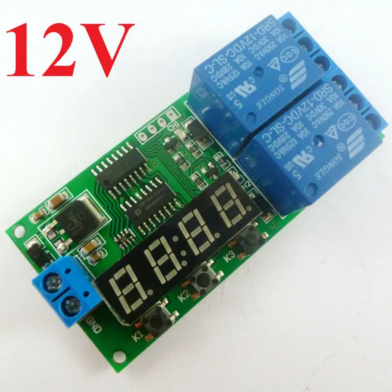 KC22B02_12V DC 12V 2 Ch Multifunction Delay Timer Module Delay Relay ...