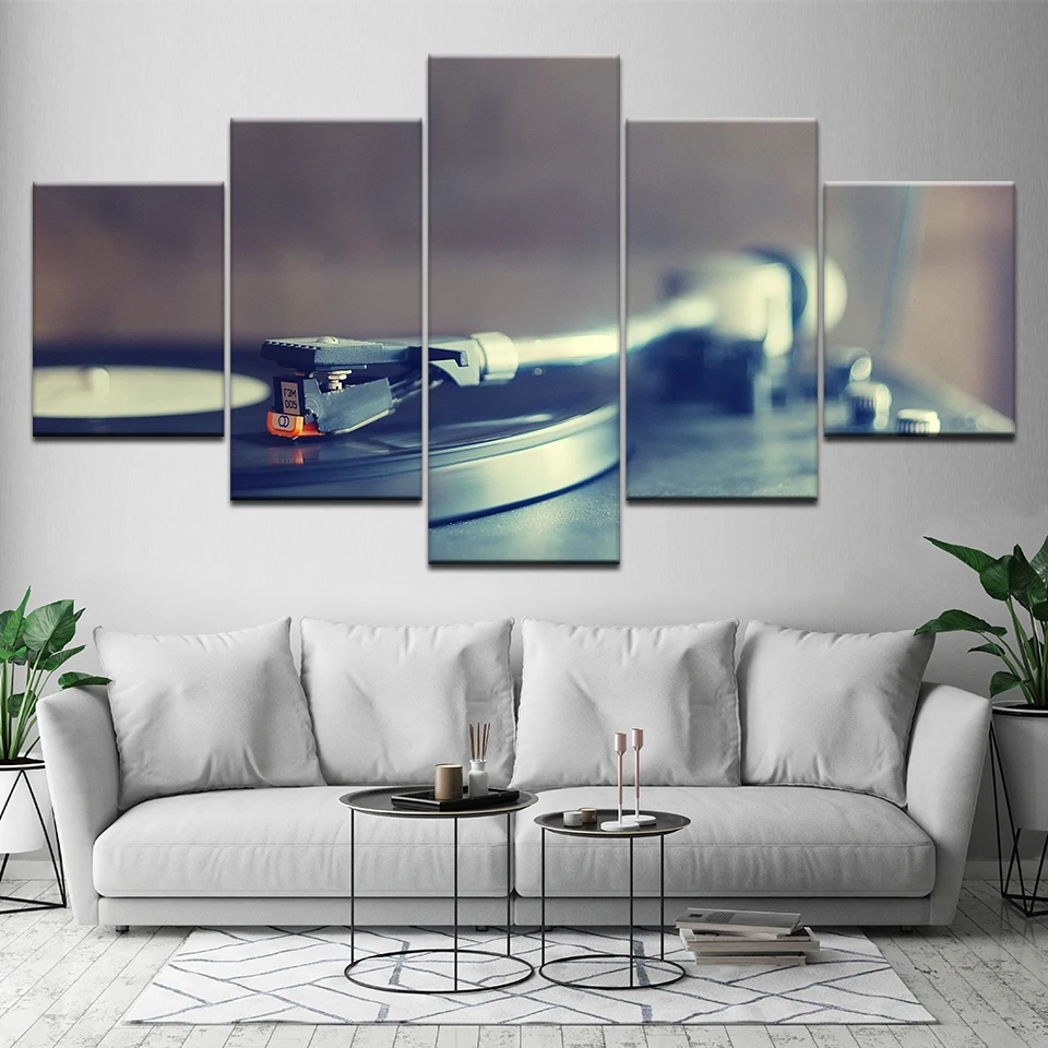 Hd Print Canvas Modular Art Music Cd Record Painting Home Decor 5 Panel ...
