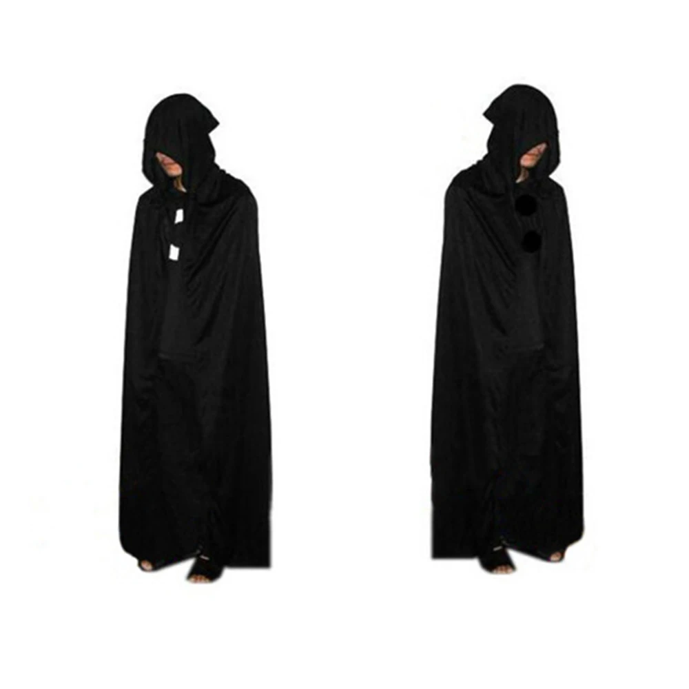 Halloween Costume Black Death Cloak Cosplay Demon Hooded Black Cape ...