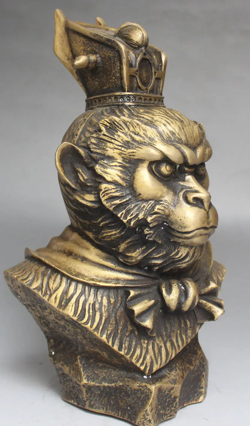 Chinese Mythos Bronze Handsome Sun Wukong Monkey King Head Bust Statue ...
