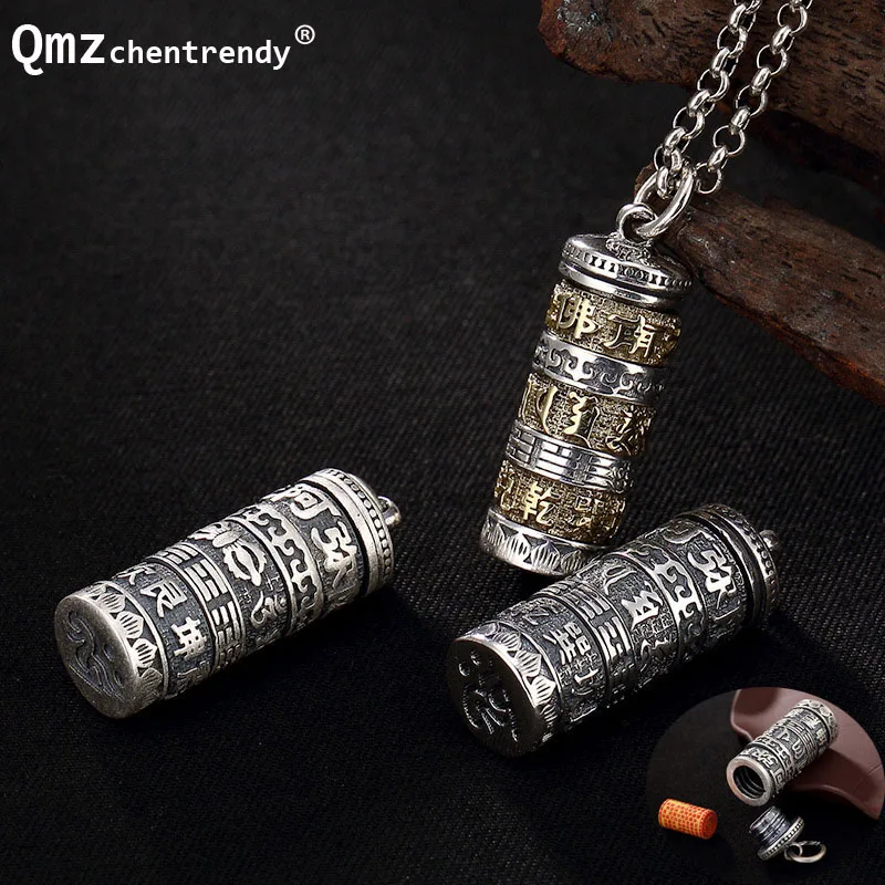 S990 Sterling Silver Vintage Tube Locket Pendant Buddhist Antique ...