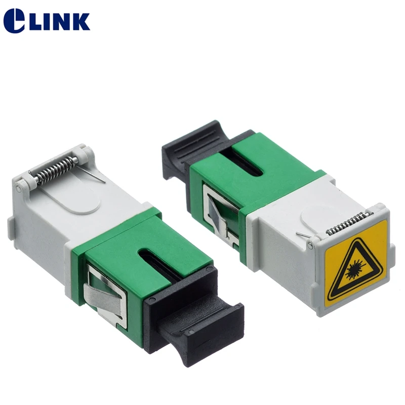 200pcs SC APC Fiber Adapter with shutter ftth sc coupler green SM ...
