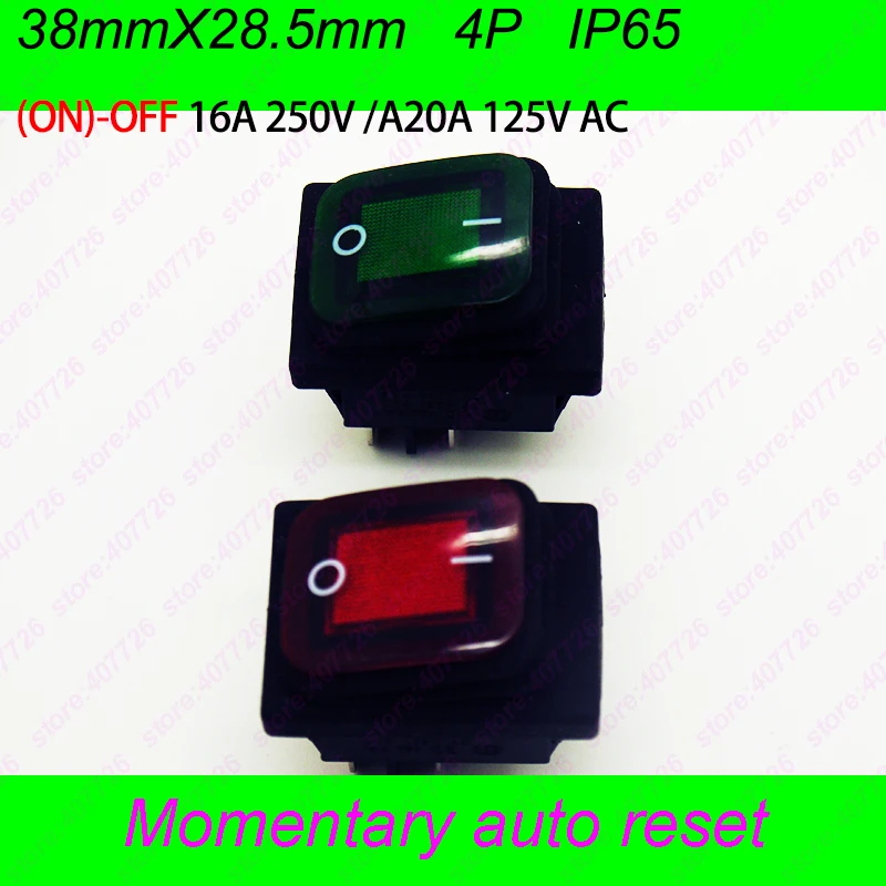 1PC KCD4 4PIN 38X28.5MM Waterproof Momentary Rocker Switch (ON) OFF ...