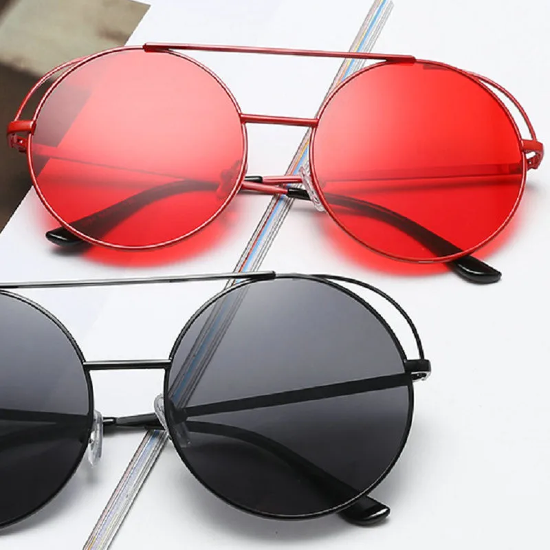 Red-Round-Sunglasses-Women-Men-Brand-Designer-Big-Circle-Sun-glasses ...