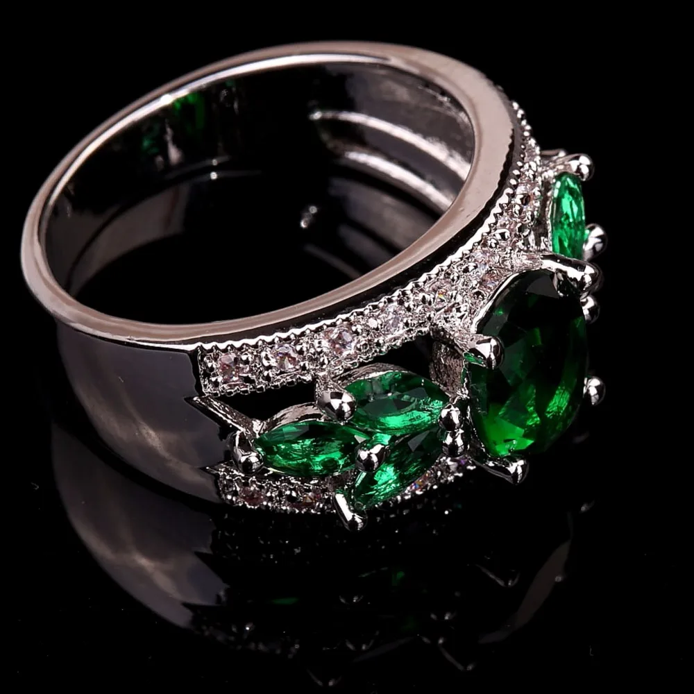 Cubic Zirconia Luxury Green Crystal Rings Wedding Ring Fashion Women ...