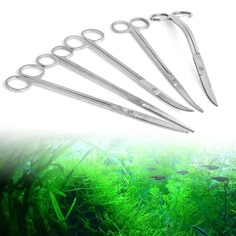 Aquarium Stainless Steel Plant Trim Sharp Straight & Curved Spring ...
