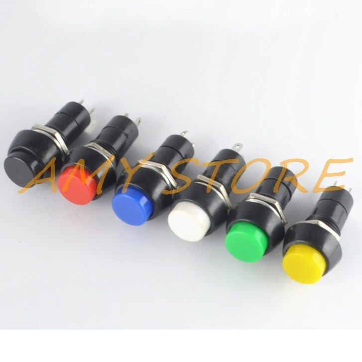 10pcs 2Pin Plastic 12mm Round Push Button PBS-11A Self Lock Latching ...