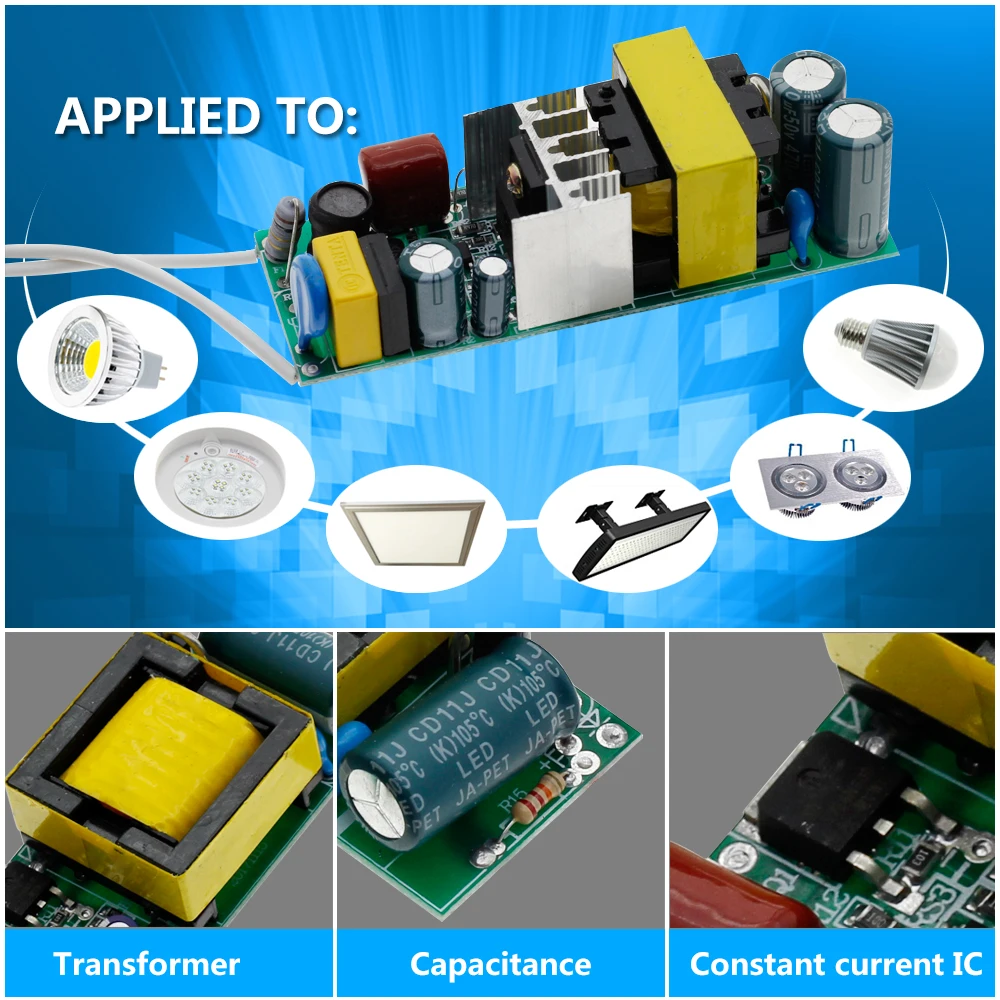 LED Power Supply 1-3W,4-7W,8-12W,18-25W 30W 50W Lighting Transformers ...