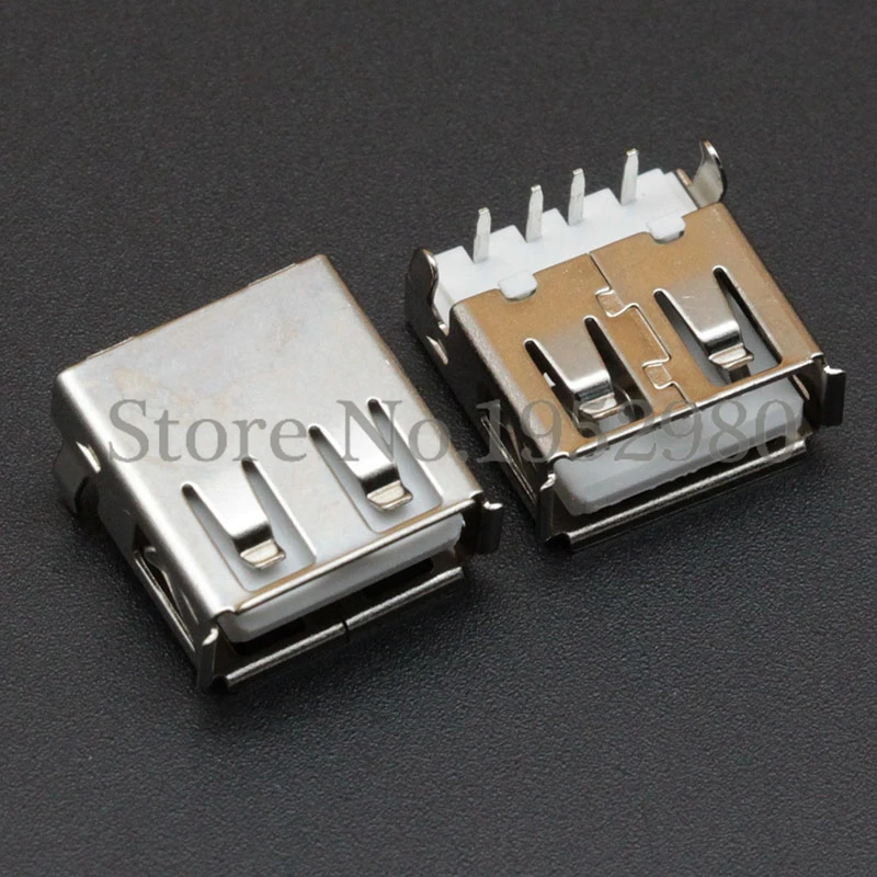 10PCS-USB-2-0-Connector-Female-Socket-AF-90-Degree-USB-Port-Bent-Pin ...
