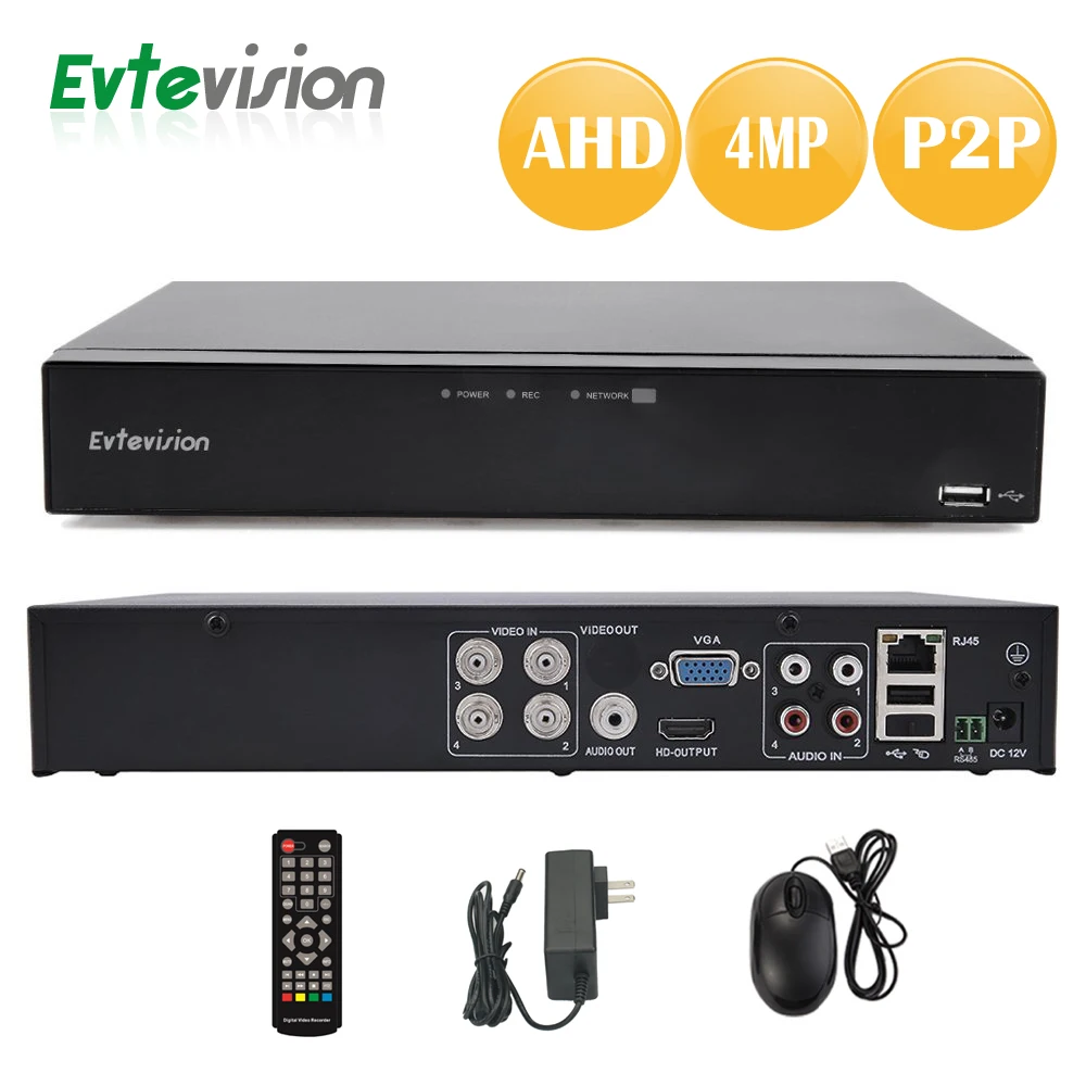 Evtevision 4 Channel 4MP AHD DVR H.264 Hybrid DVR Onvif NVR P2P Cloud ...