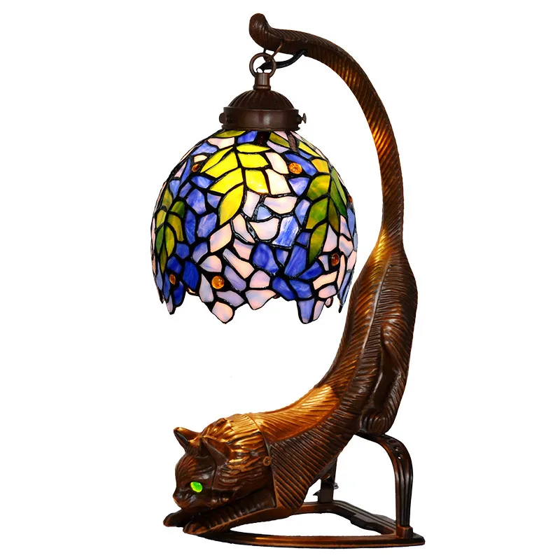Turkish Stain Glass Cat Design Lamp Table Lighting Edison Bulbdecorative Led Desk Lamp For