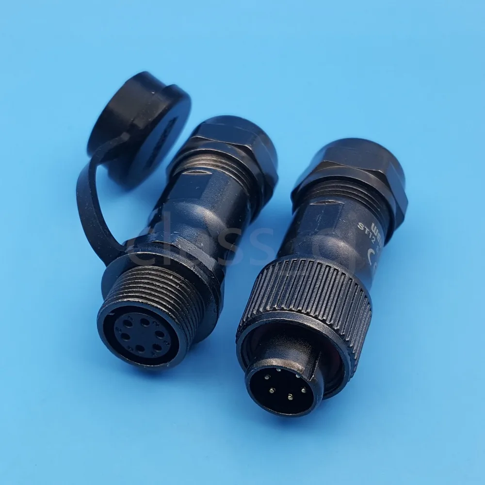 1Set ST12 Waterproof 6Pin Threaded Coupling IP67 Circular Cable Butt ...