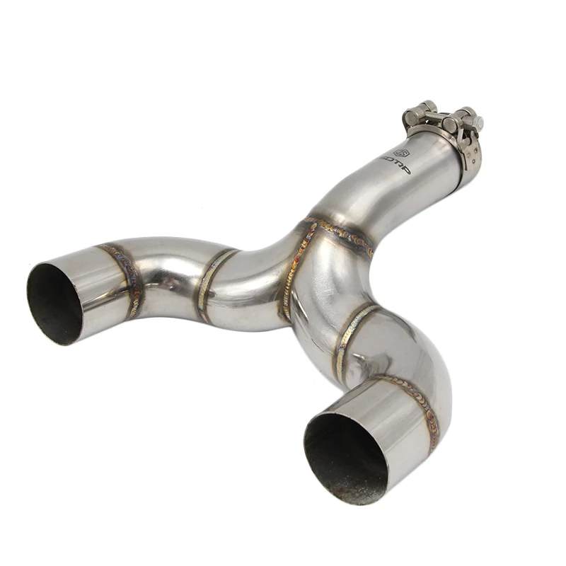 ZS MOTOS Motorcycle Exhaust Mullfer Pipe Double Holes Middle Pipe For ...