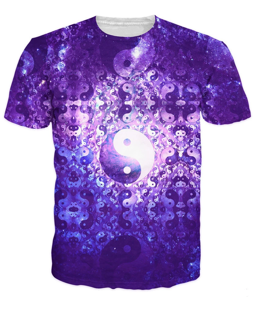 Trippy Yin Yang Themed Cosmic Karma T Shirt Spiritual Psychedelic Casual Fashion Clothing T
