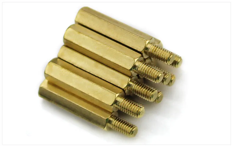 30Pcs M2.5/M3/M4+6mm Hex Nut Spacing Screw Brass Threaded Pillar PCB ...