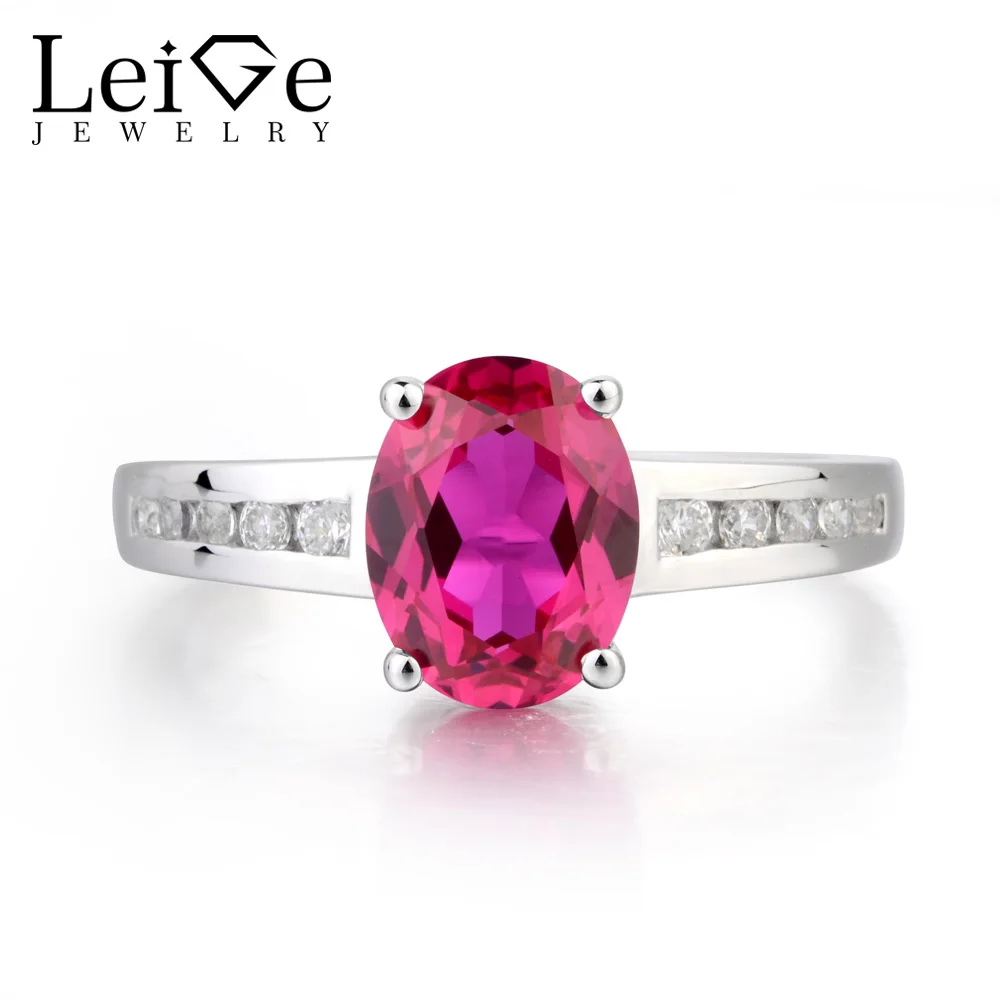 Leige Jewelry Ruby Engagement Ring Ruby Ring July Birthstone Oval Cut ...